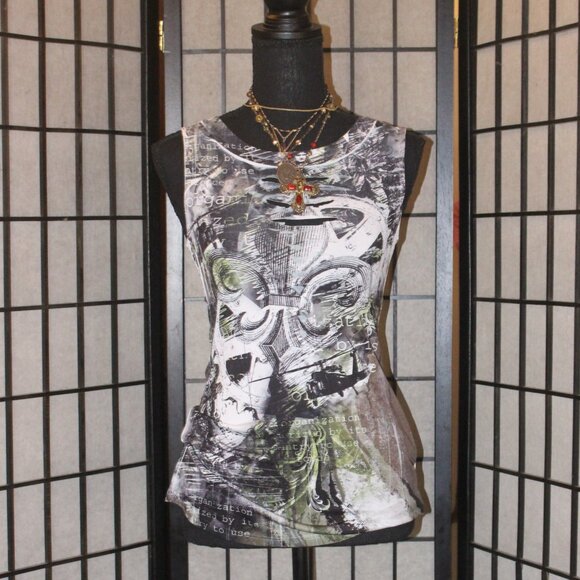 Body Central | Tops | Womens Top Mid200s Tattoo Ripped Stretchy Tank ...